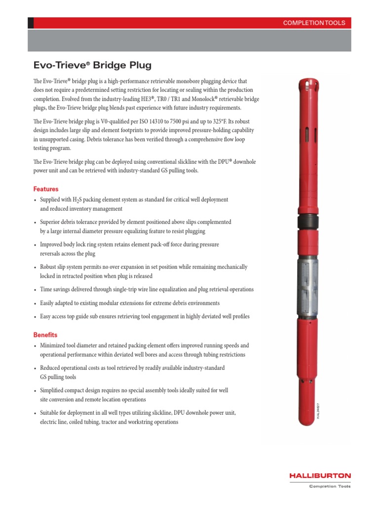 Evo Trieve Bridge Plug Halliburton | PDF | Mechanical Engineering ...