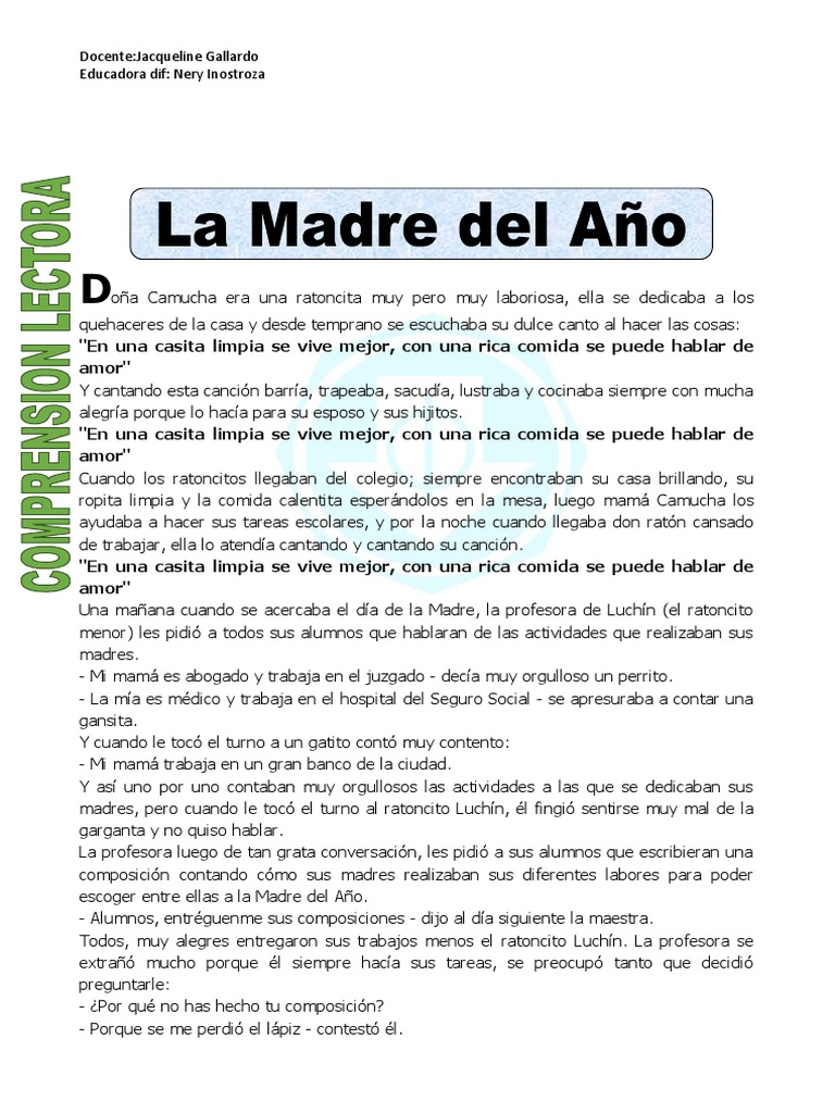 comprension lectora semanal 5to y 6to | PDF