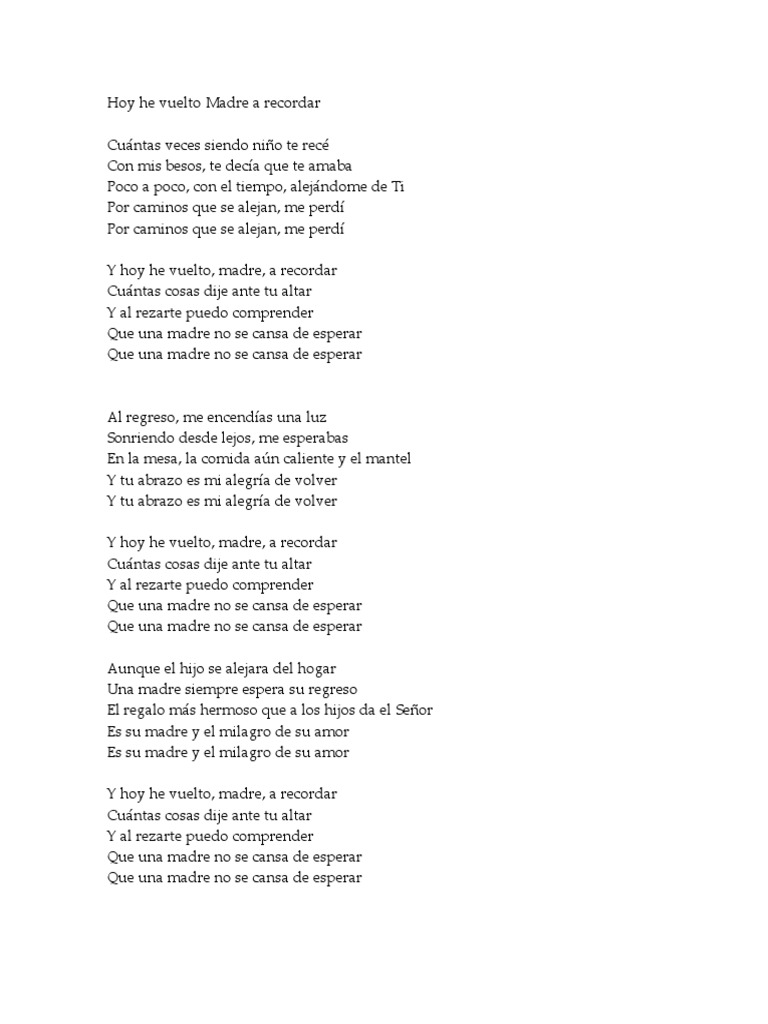 Hoy He Vuelto Madre A Recordar | PDF