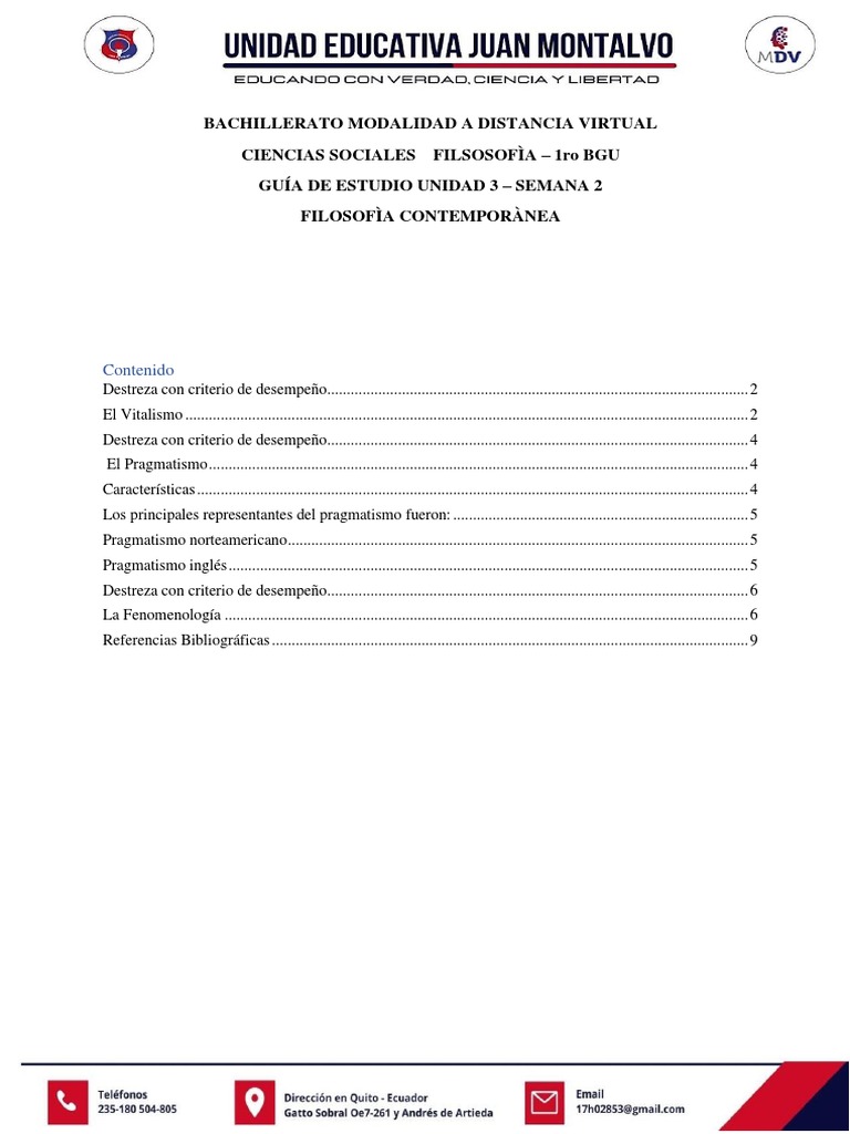Unidad 3 Semana 2 El Vitalismo | PDF | Pragmatismo | Edmund Husserl