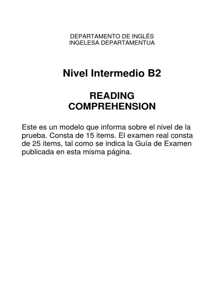 Nivel Intermedio B2: Reading Comprehension | PDF | Nature
