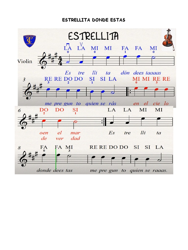 Estrellita Donde Estas Violin | PDF