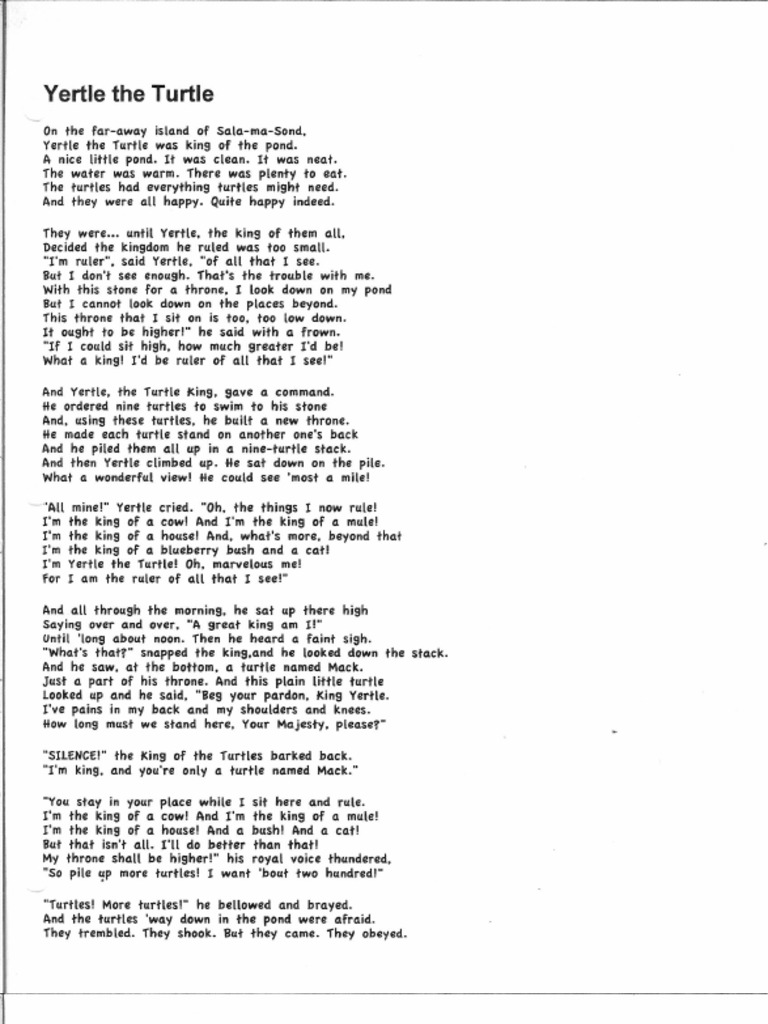 Yertle The Turtle | PDF