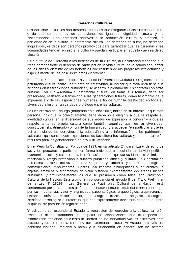 Derechos Culturales | Descargar gratis PDF | Patrimonio cultural | Nación