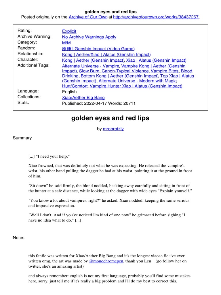 Golden Eyes and Red Lips | PDF | Vampires