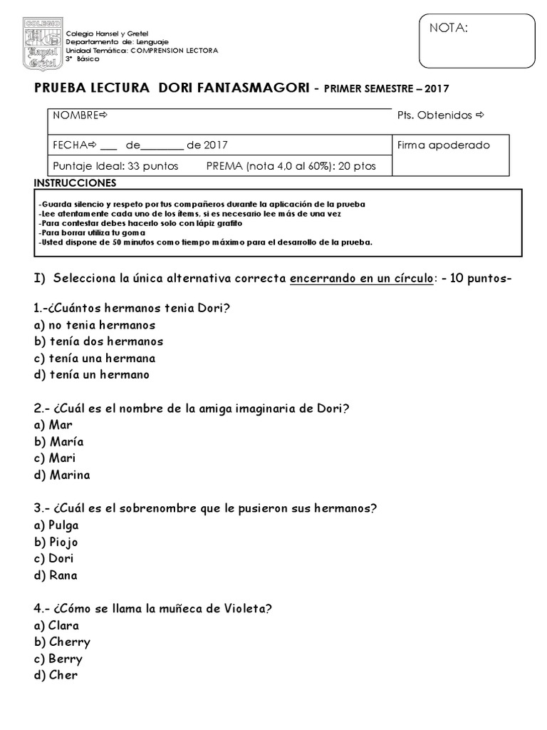 Prueba-Dori-Fantasmagori | PDF