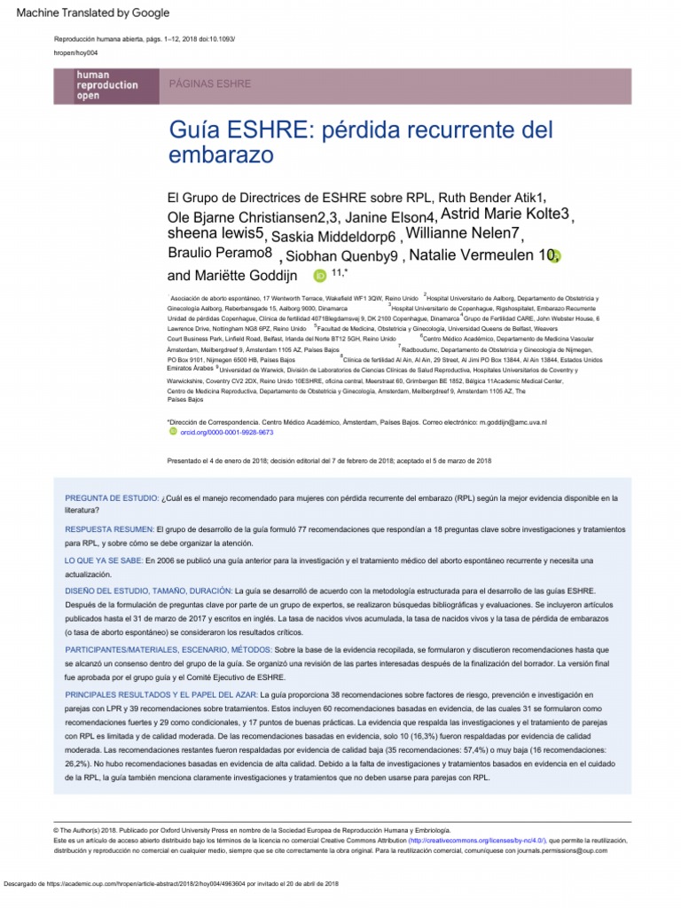 ESP - Eshre-Guideline-Recurrent-Pregnancy-Loss-2018 | PDF | El embarazo ...