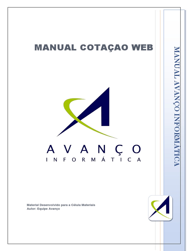 MANUAL COTAÇAO WEB MANUAL MANUAL AVANÇO INFORMÁTICA AVANÇO INFORMÁTICA ...