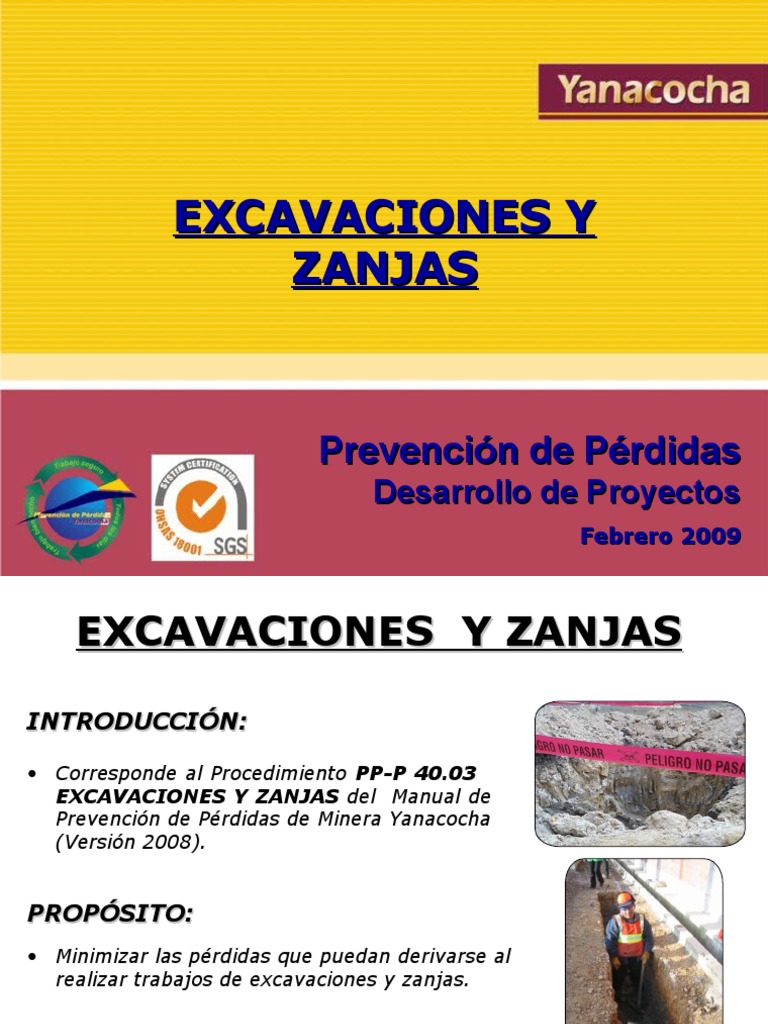 REUNION GRUPAL FEBRERO 2009 - Excavaciones y Zanjas | PDF | Suelo
