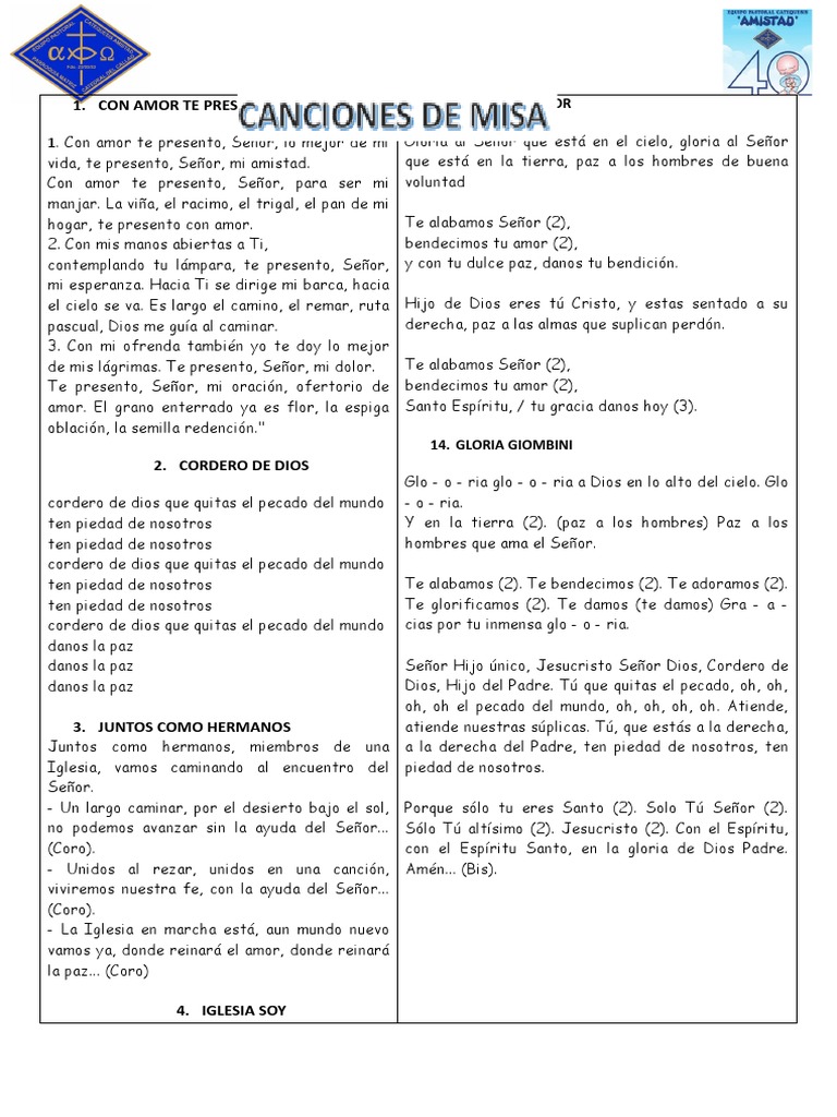 Canciones de Misa | PDF | Cristo (título) | Amor