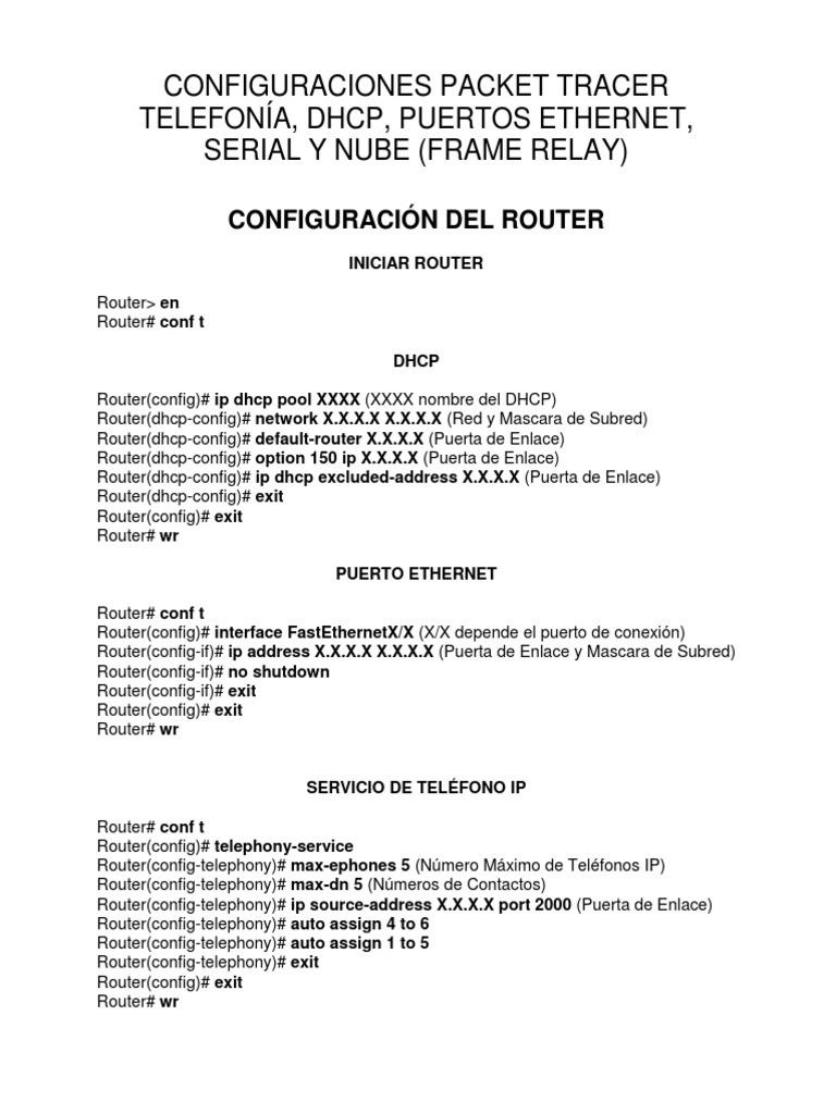 Guía de Configuración Packet Tracer | PDF | Dirección IP | Enrutador (Computación)