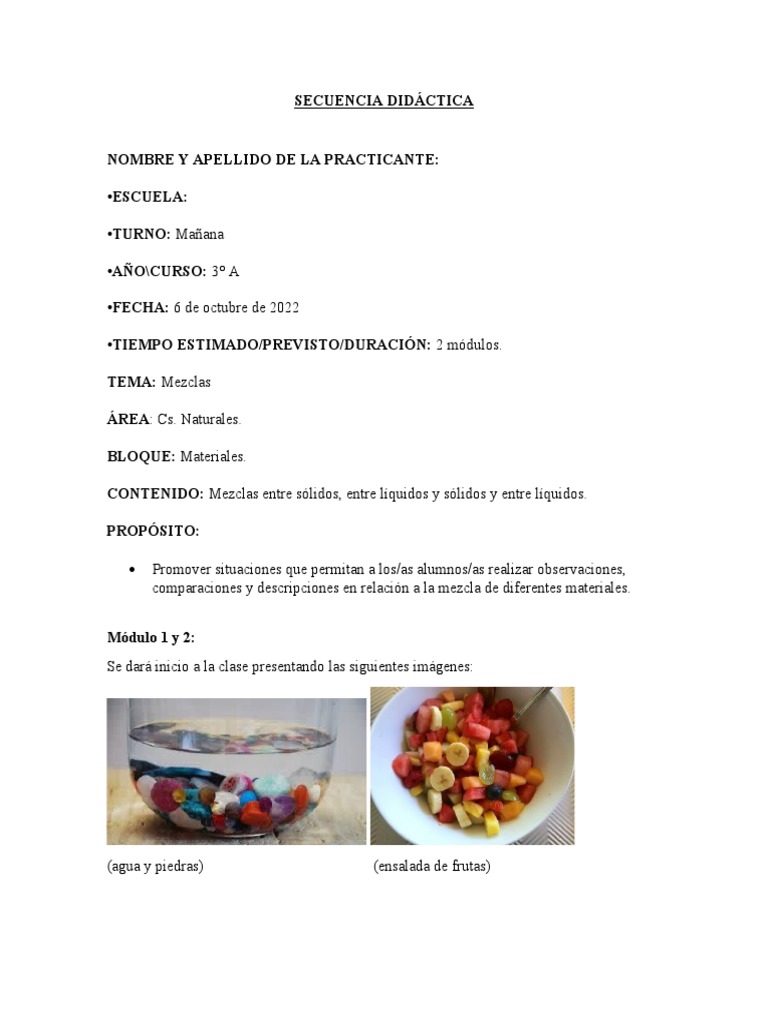 SECUENCIA DIDÁCTICA Cs. Naturales 3° | PDF | Agua