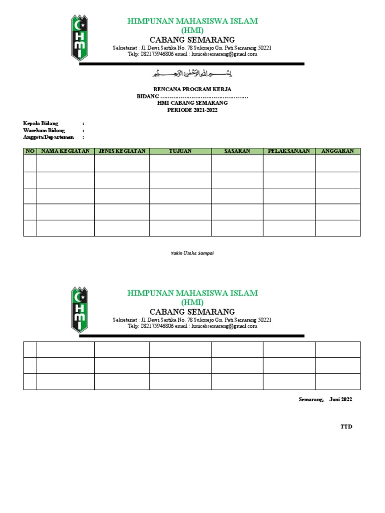 Format Raker Bidang Hmi | PDF