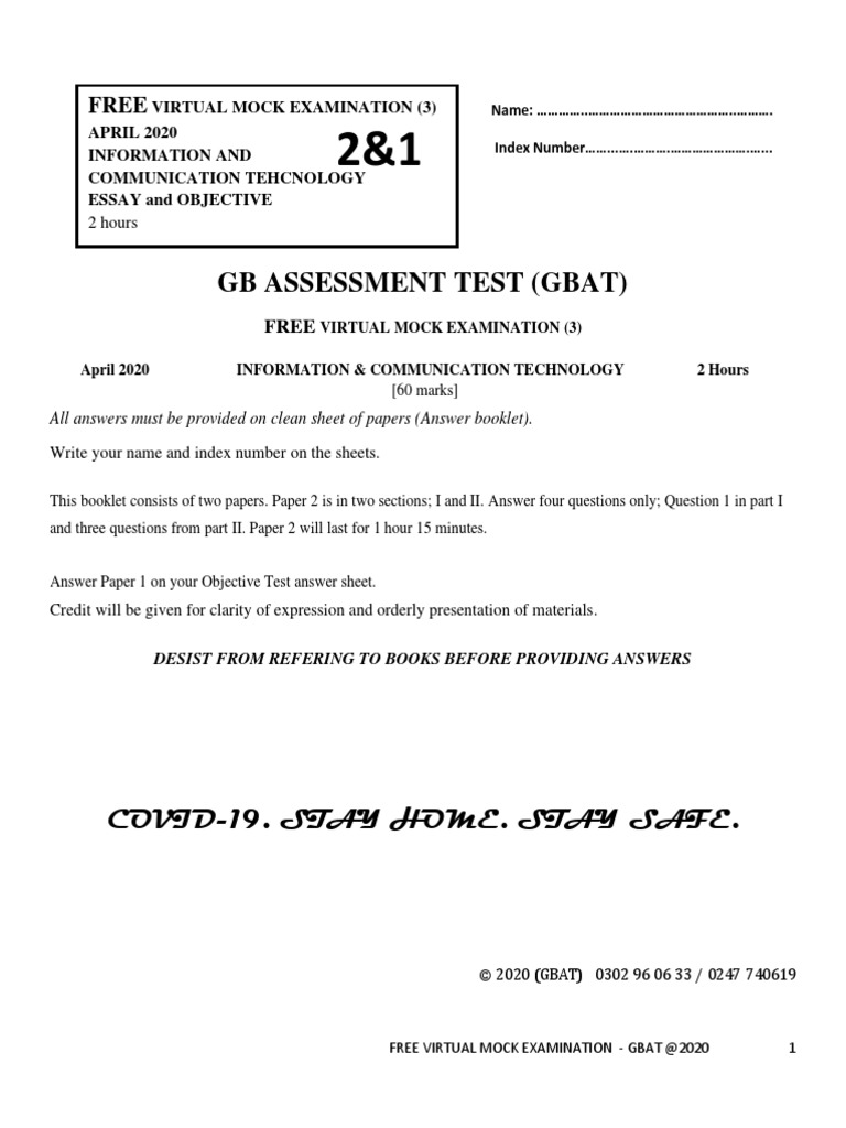 Gbat V Mock 3 Ict Pdf Window Computing Computing 