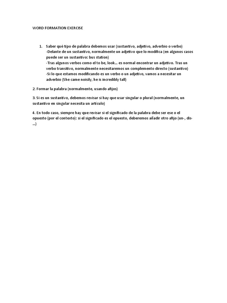 Word Formation Exercise | PDF