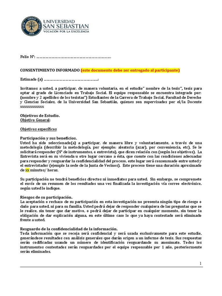 Modelo de Consentimiento Informado | PDF