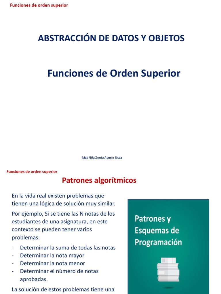 Funciones de Orden Superior | PDF | Algoritmos | Devolución de llamada ... Funciones de Orden Superior | PDF | Algoritmos | Devolución de llamada ...