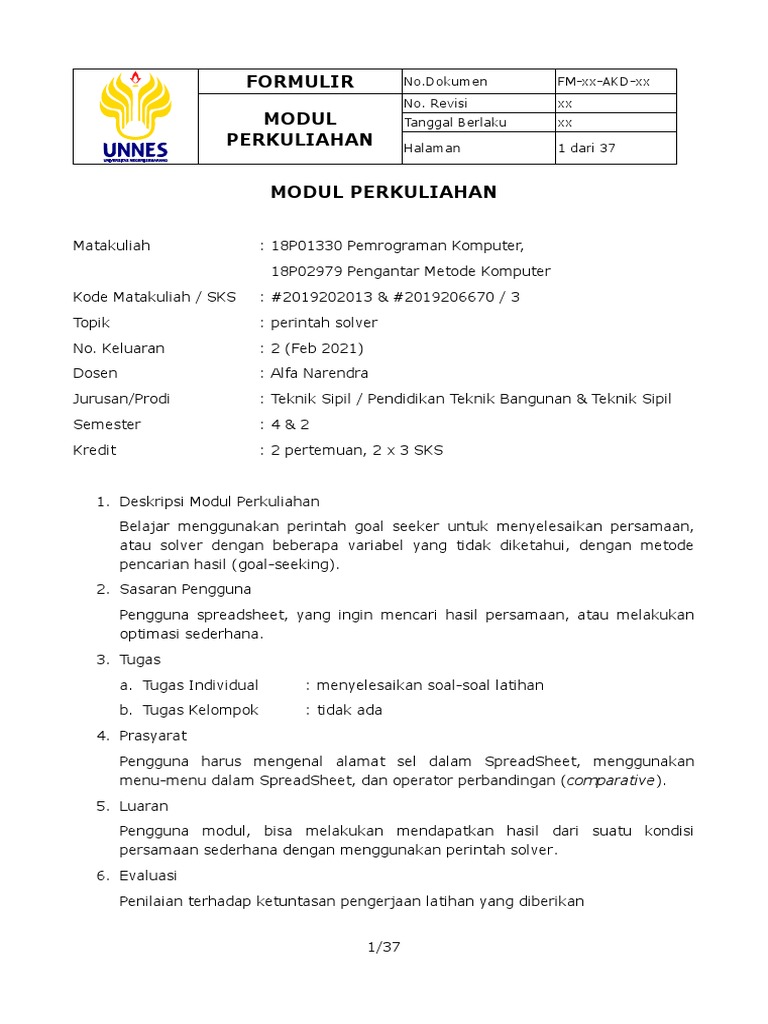 Menggunakan Solver dan Goal Seeker | PDF