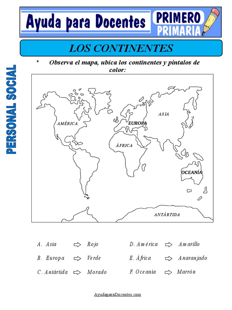 Los Continentes para Primero de Primaria | PDF