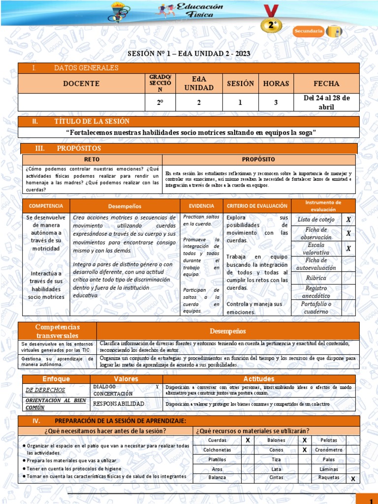 SESIÓN 1 EDA_UNIDAD 2 VI_2° | PDF | Evaluación | Aprendizaje