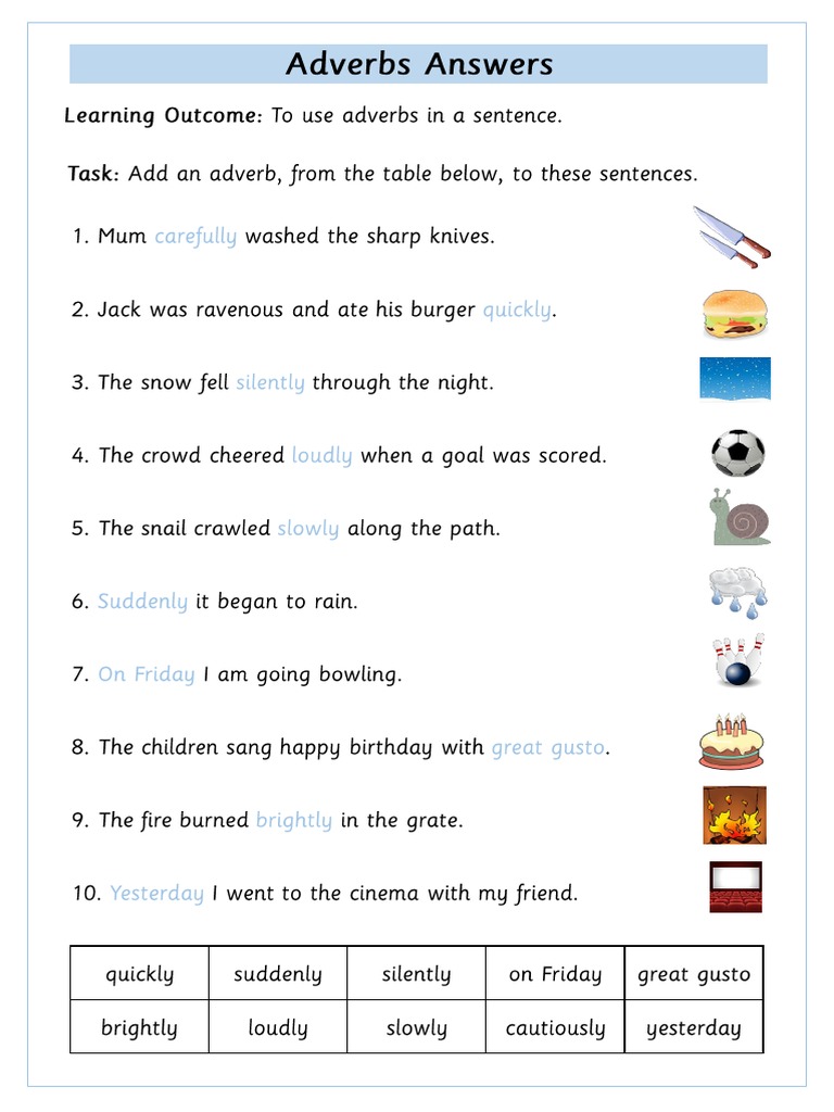 Free Adverbial Worksheets 3 | PDF