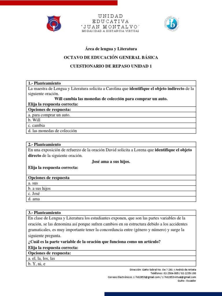 Cuestionario de Repaso Unidad 1 LENGUA | PDF | Lingüística | Gramática