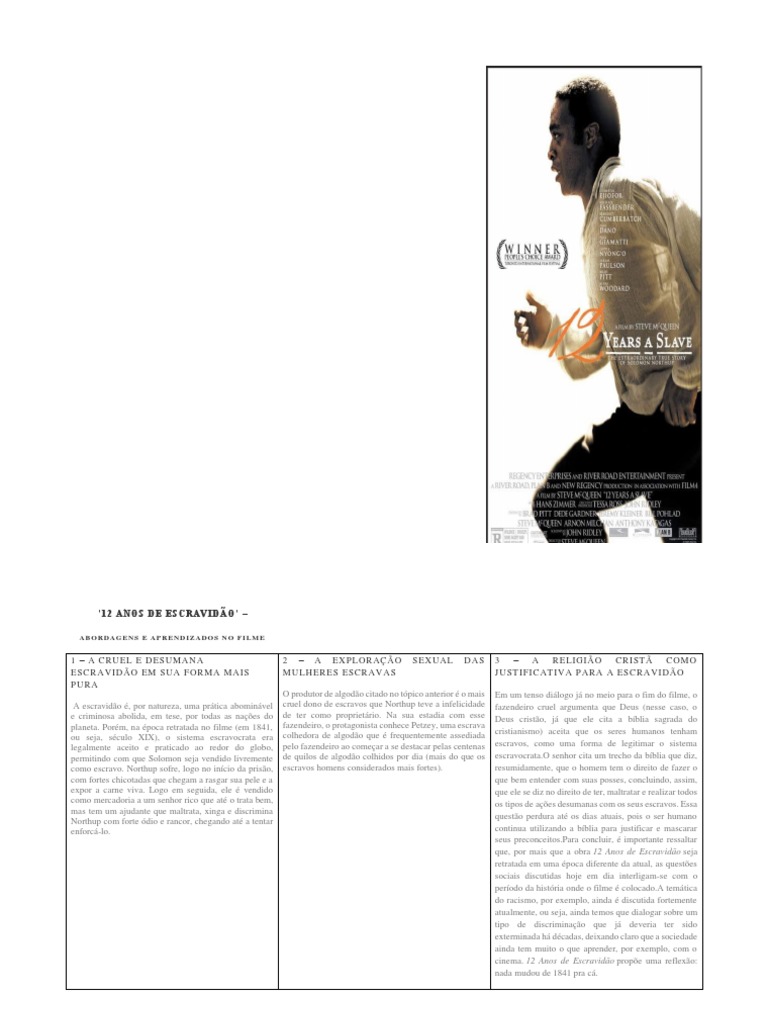 Folder 12 Anos De Escravidao Pdf Escravidão Racismo