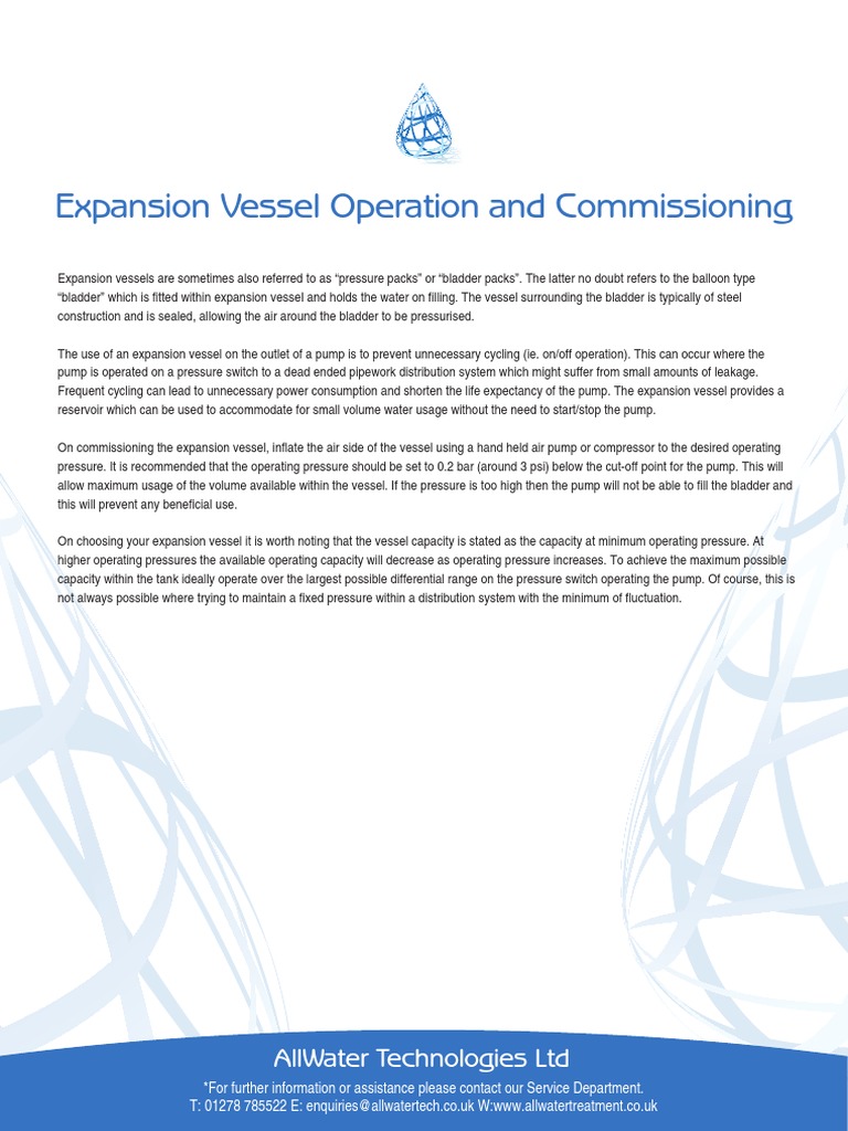 Expansion Vessel Operation and Commissioning | PDF | Home & Garden ...
