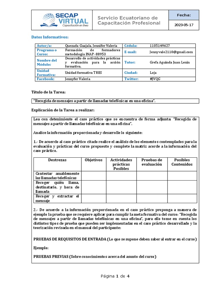 Tarea Unidad 3 Jennifer Quezada | PDF | Aprendizaje | Evaluación