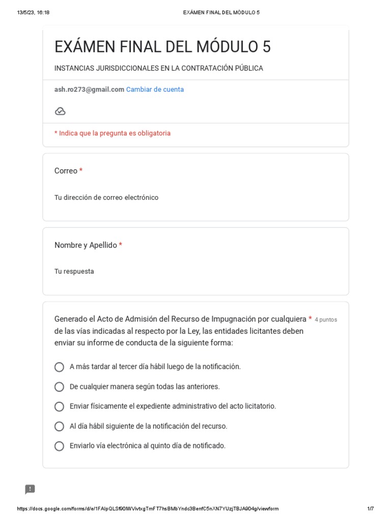 Exámen Final Del Módulo 5 | PDF | Apelación | Ley Pública