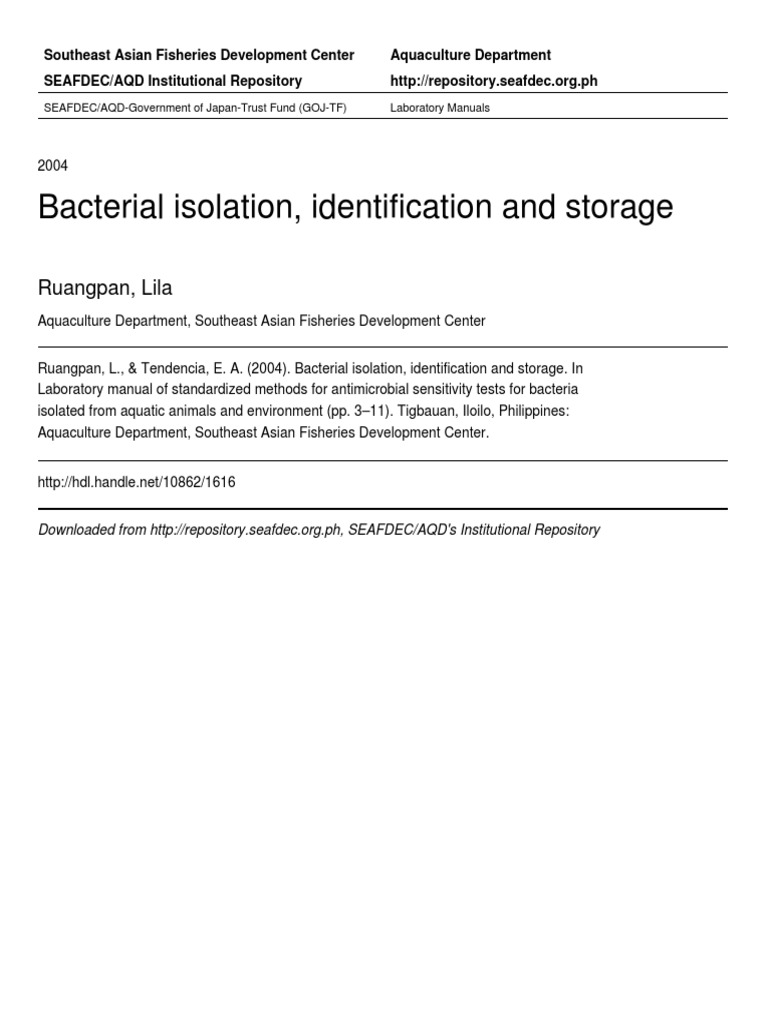 Chapter1 Bacterial Isolation Identification and Storage | PDF ...