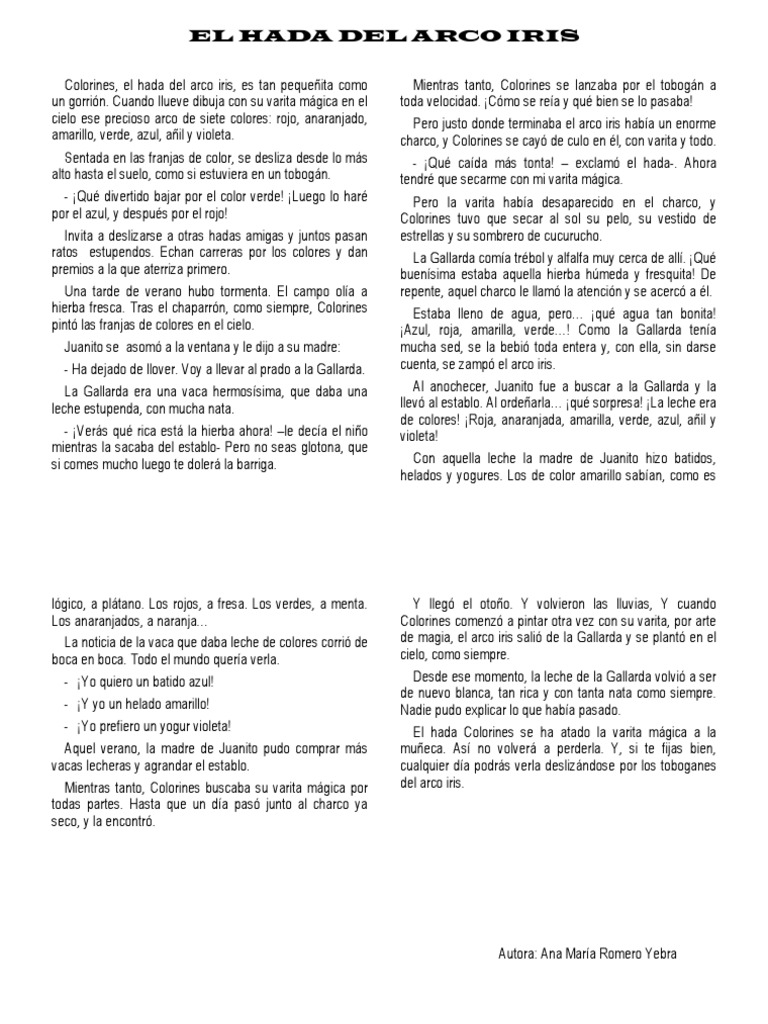 INF 4 A Cuento El Hada Del Arco Iris | PDF | Arco iris
