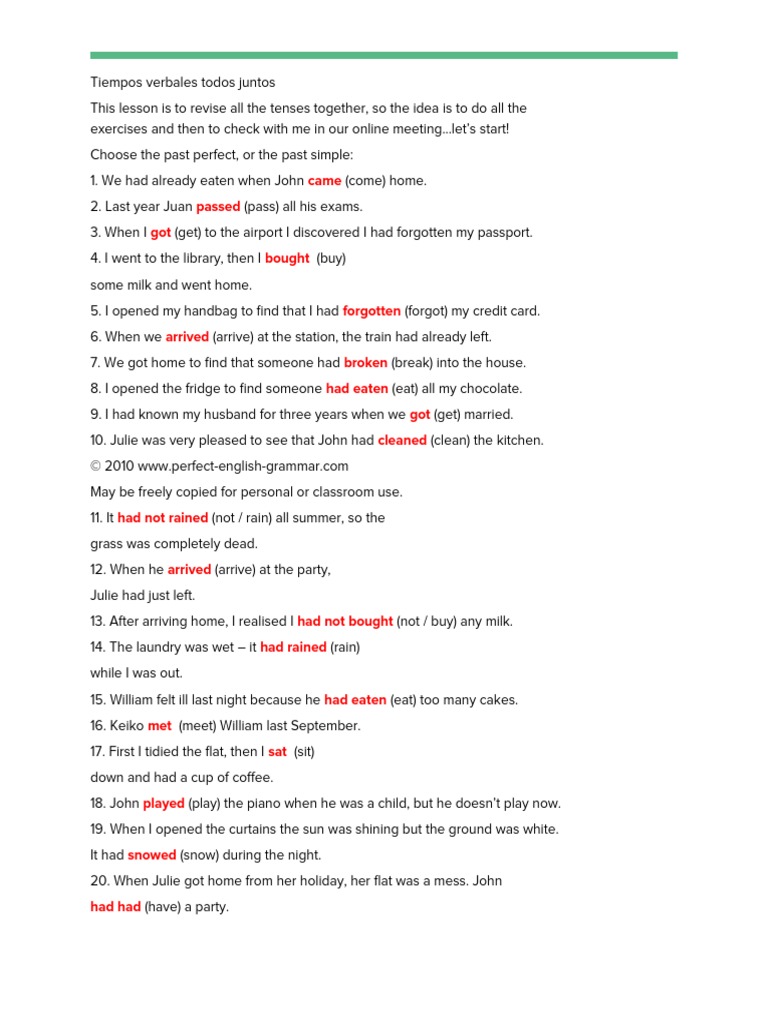 Review - Tenses | PDF