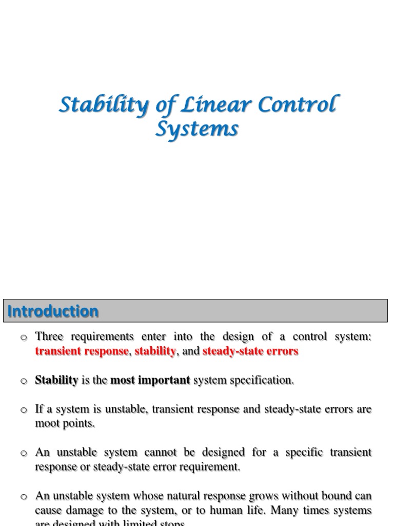 2 - Stability of Linear Control Systems | PDF | Damping | Control Theory