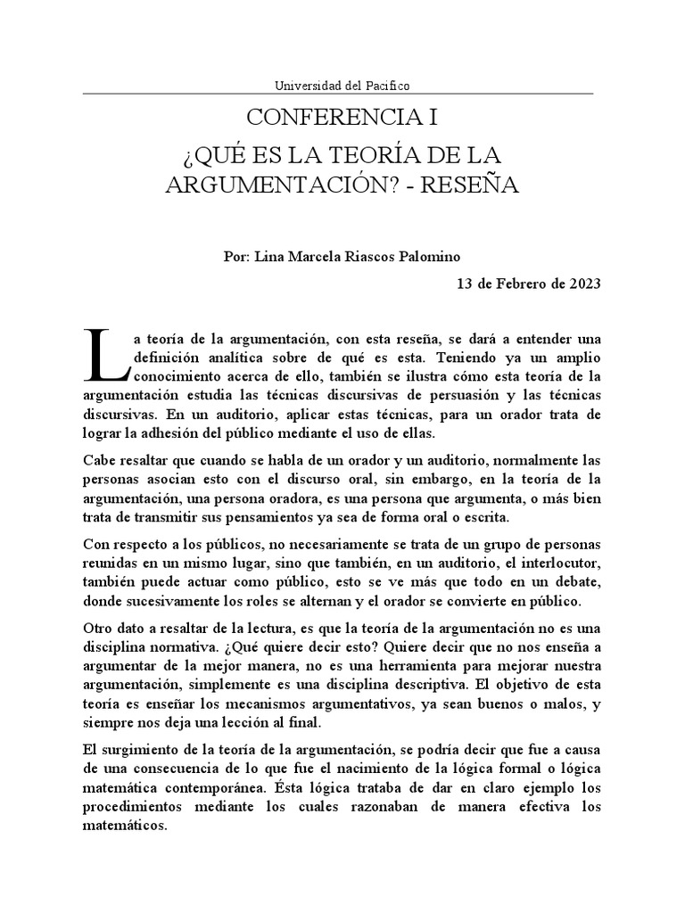 Qué Es La Teoría de La Argumentación - Reseña | PDF | Retórica | Teoría ...