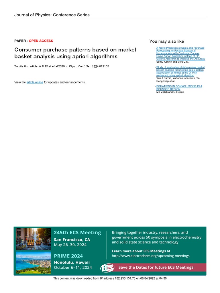 Consumer Purchase Patterns Based On Marketbasket Analysis Using Apriori Algorithms Pdf