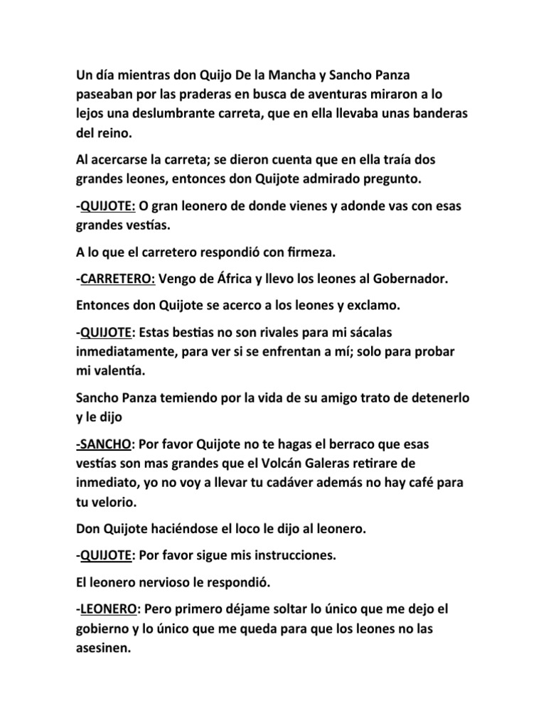 Don Quijote y Los Leones. | PDF