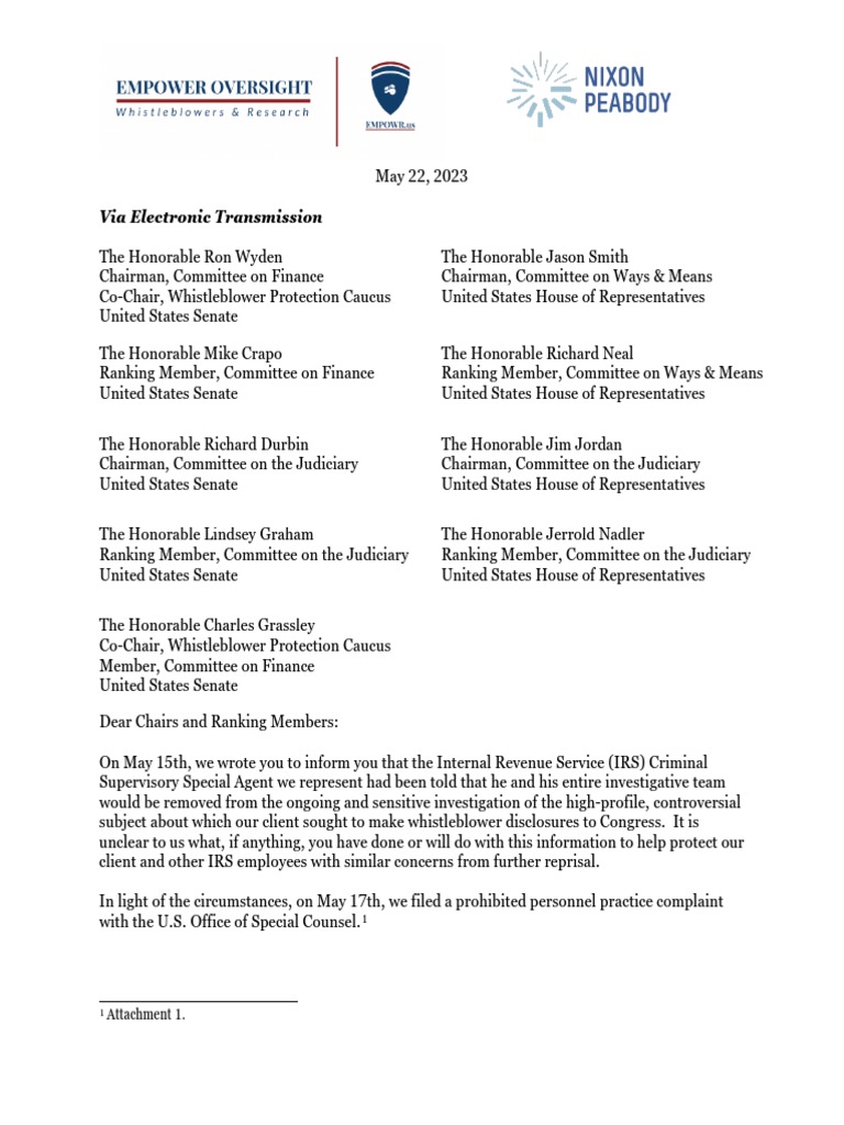 Letter From Empower Oversight and Nixon Peabody To Congress | PDF ...