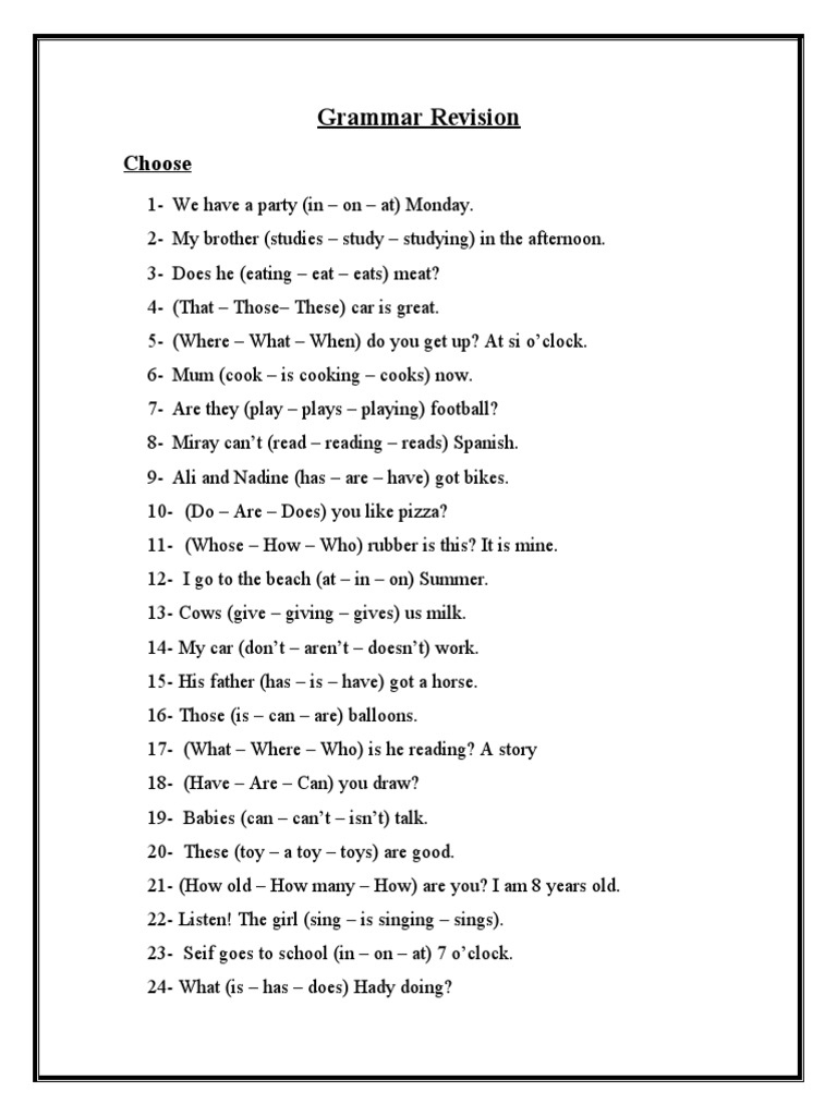 Grammar Revision | PDF