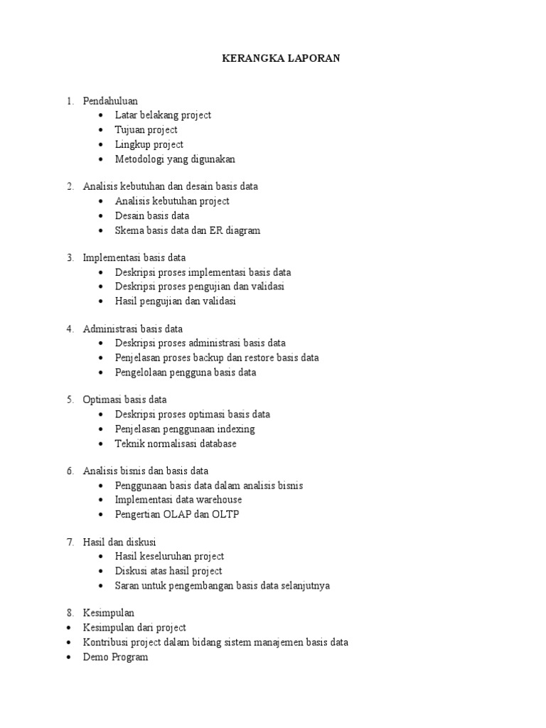 Kerangka Laporan Project | PDF