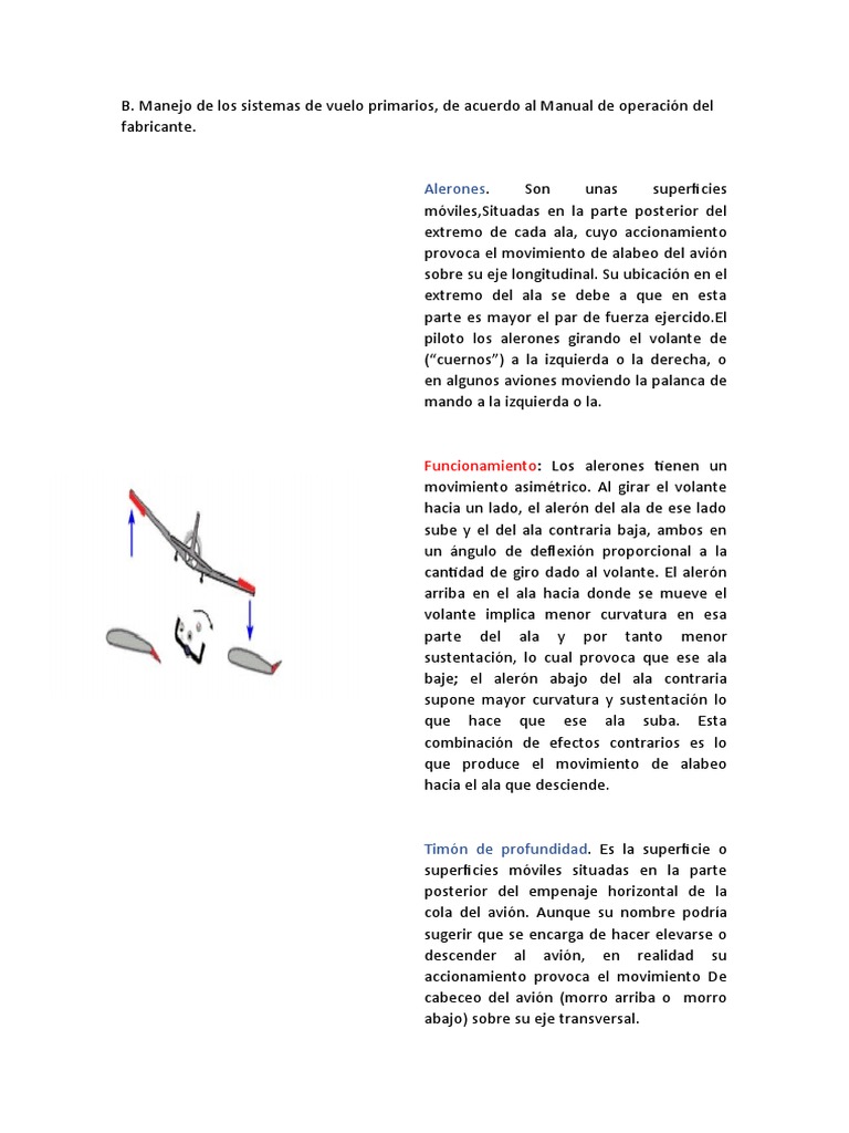 Funcionamiento de los alerones en aviones | PDF | Avión | Empenaje