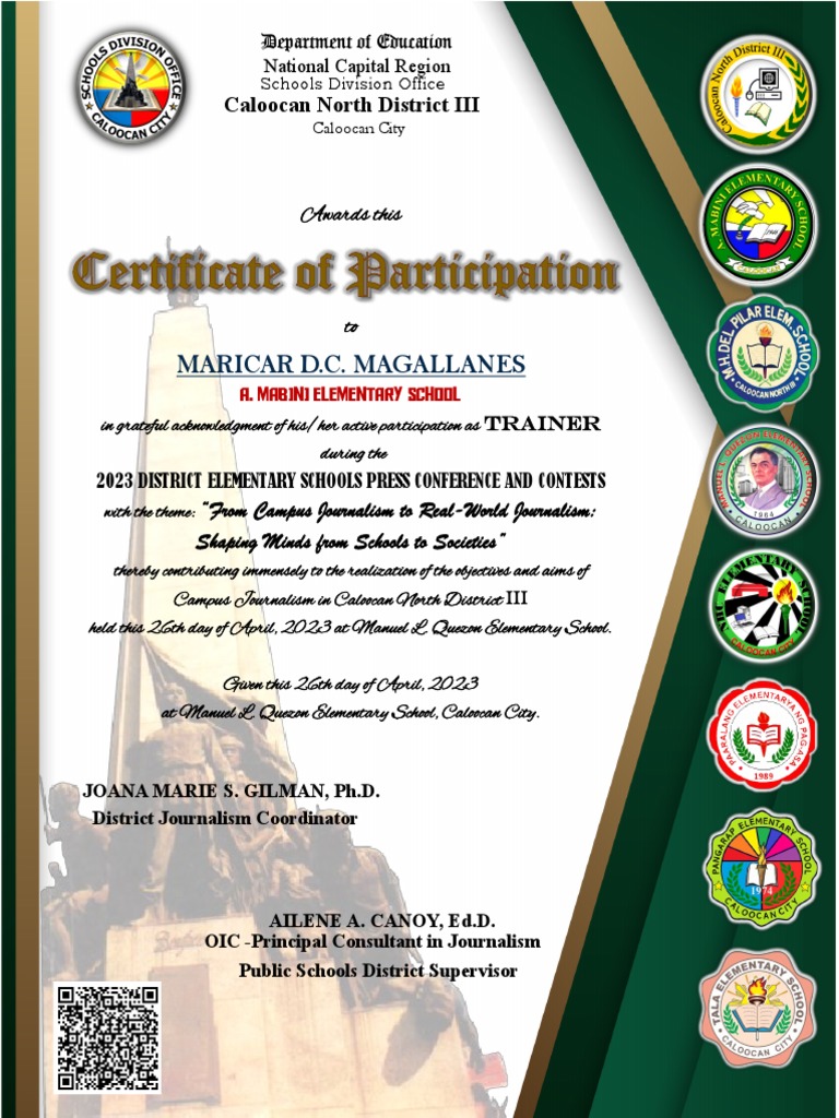 District Journalism Certificates Template | PDF