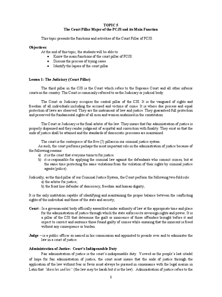 Court Pillar in Criminal Justice System | PDF