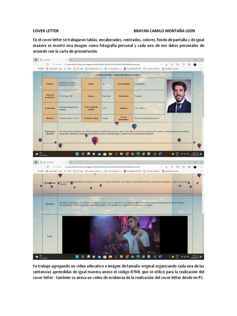 COVER LETTER BRAYAN CAMILO MONTAÑA LEON (1) | PDF | Informática