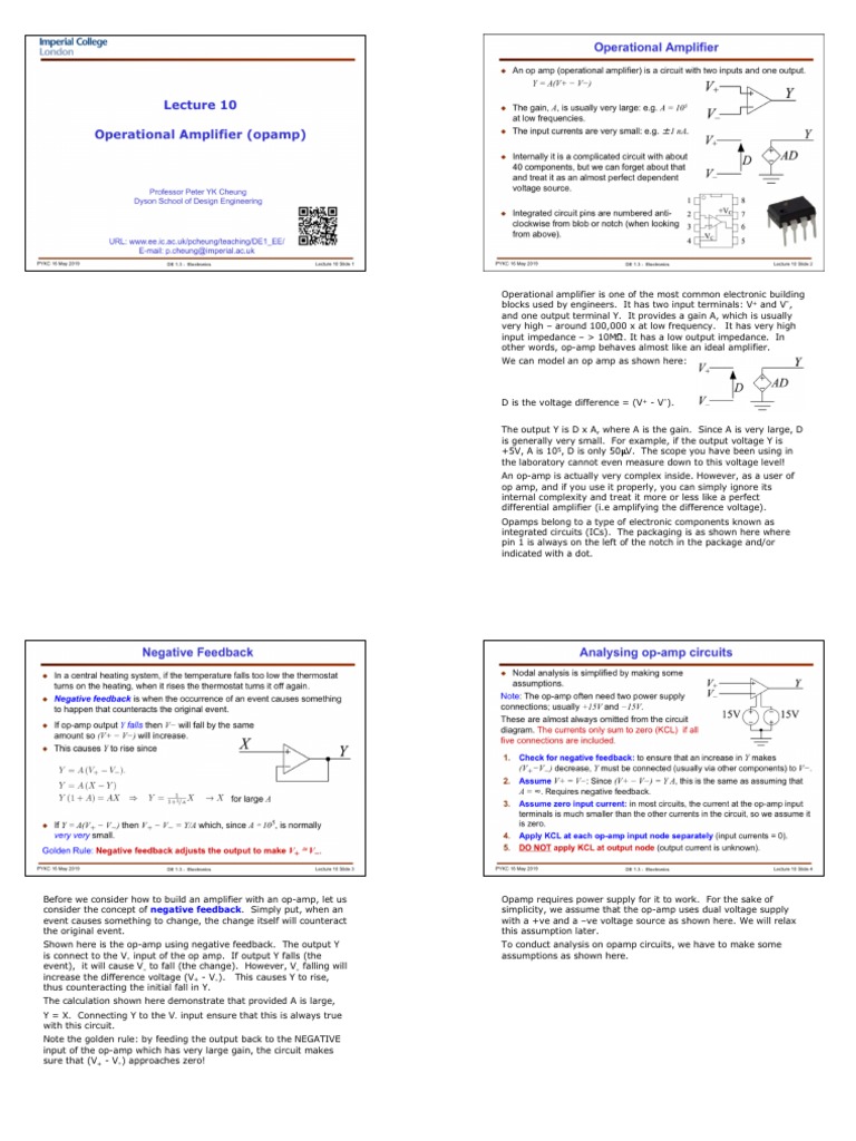 Lecture 10 - Operational Amplifier (x2) | Download Free PDF | Operational Amplifier | Amplifier