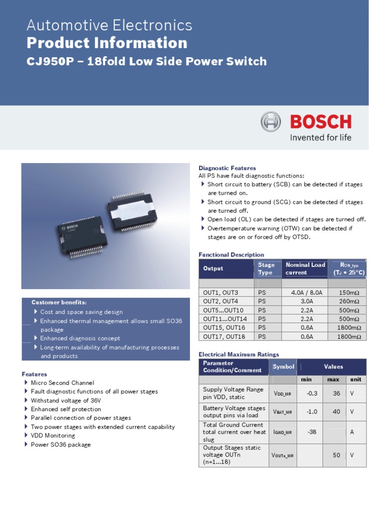 Bosch Ic cj950 | PDF | Electrostatic Discharge | Electronic Engineering