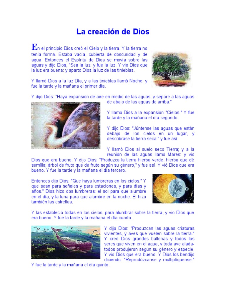 La Creación de Dios en Seis Días | PDF | Adán y Eva | Creencia ...