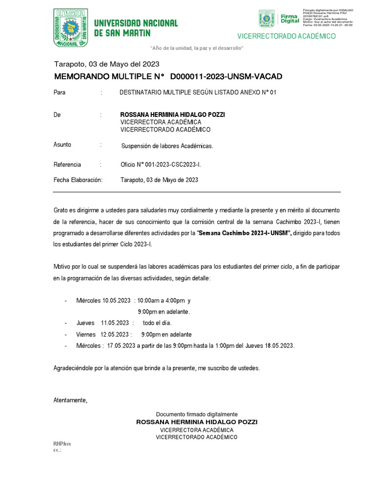 Memorando Multiple-000011-2023-Vacad - 230504 - 105816 | PDF