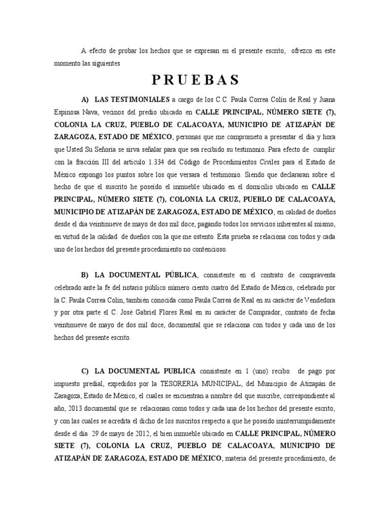Pliego de Posiciones Que Deberá Absolver El Demandada | PDF | México | Propiedad