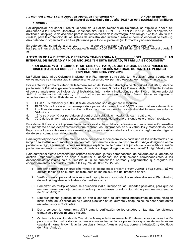 Proyecto Anexo Nro. 013 D.O.T. N. 030 DIPON-JESEP | PDF